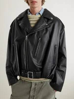 Loewe Belted Padded Leather Moto Jacket