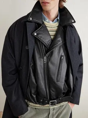 Loewe Belted Padded Leather Moto Jacket