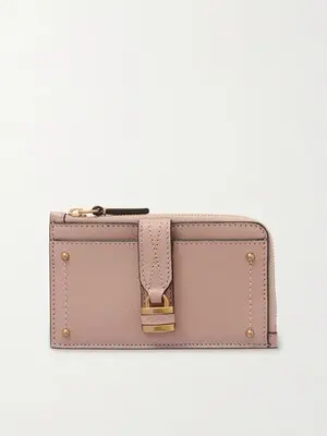 Chloé Paddington Embellished Textured-leather Cardholder - Neutrals