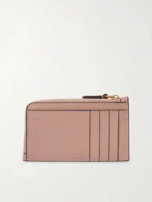 Chloé Paddington Embellished Textured-leather Cardholder - Neutrals