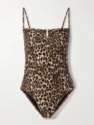 NILI LOTAN Embellished Leopard-print Swimsuit - Animal Print