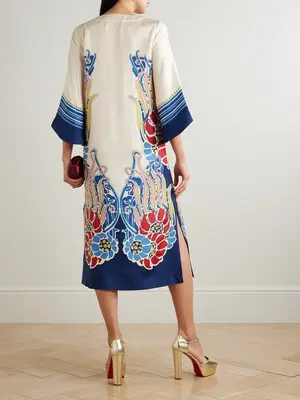 La DoubleJ Printed Silk-twill Midi Dress - Neutrals