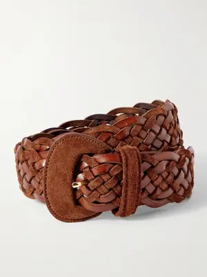 Anderson's Leather And Suede Woven Waist Belt - Brown