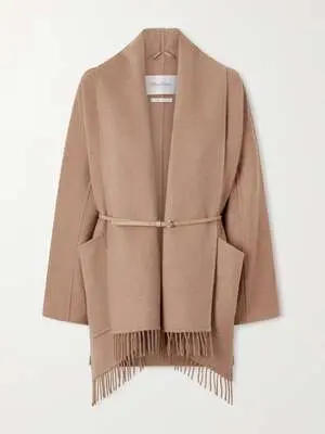 Max Mara Belted Fringed Hair Coat