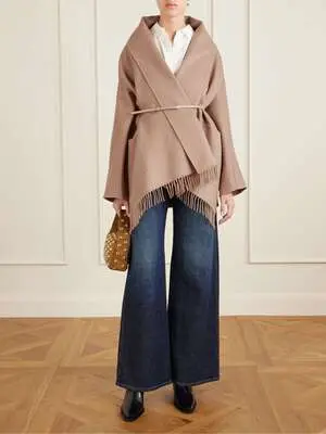 Max Mara Belted Fringed Hair Coat