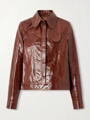 TOLU COKER Paneled Glossed-leather Jacket
