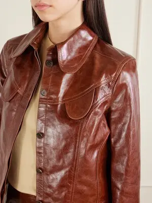 TOLU COKER Paneled Glossed-leather Jacket