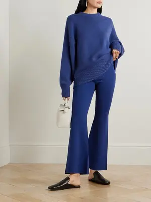 Stella McCartney Cropped Stretch-knit Flared Pants - Blue
