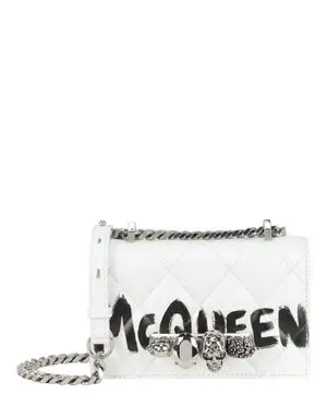 Alexander McQueen Mini Graffiti Jeweled Shoulder Bag - White Black