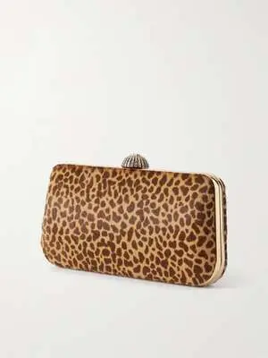 Valentino Garavani Carry Secrets Embellished Leopard-print Clutch