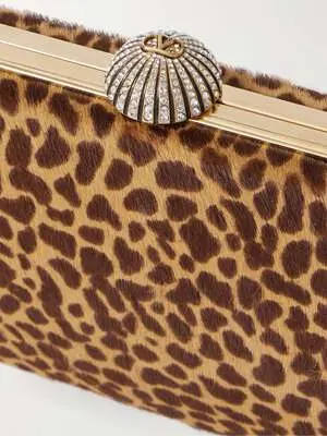 Valentino Garavani Carry Secrets Embellished Leopard-print Clutch