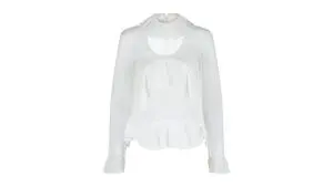 Givenchy Cropped Silk Ruffle Blouse