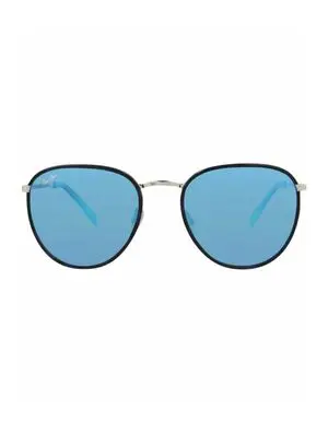 Maui Jim Round Frame Monel Acetate Sunglasses - Blue Silver Blue (b854/03)