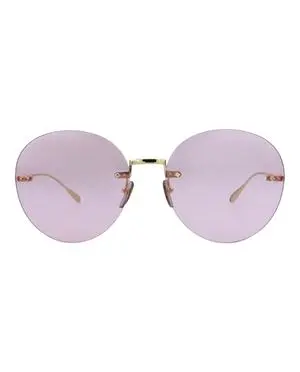 Gucci Round Frame Metal Sunglasses - Gold Gold Pink (gg1149s/30012724/005)