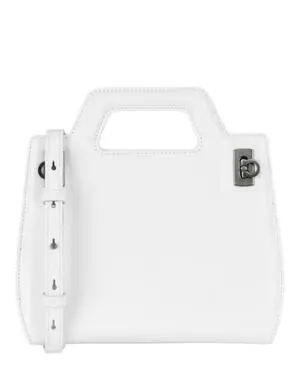 FERRAGAMO Mini Wanda Leather Top Handle Bag - White