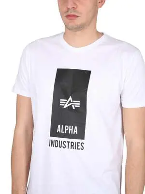 Alpha Industries Logo Print T Shirt - White