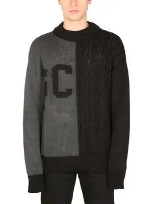 Gcds Sweater With Logo Inlay - Charcoal