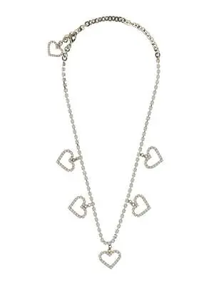 Alessandra Rich Crystal Heart Pendant Necklace - Silver