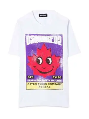 Dsquared2 Front Logo And Leaf Print T-shirt - White