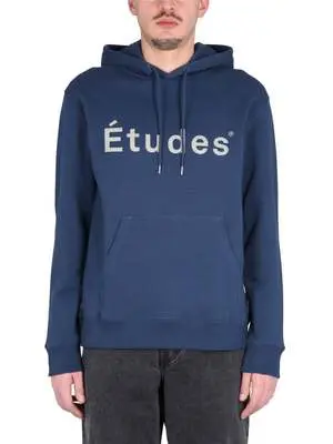 ETUDES Cross-neck Hoodie - Blue
