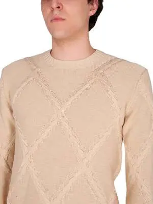 BALLANTYNE Cotton Cable Stitch Crew Neck Sweater