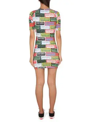 Kenzo Bodycon Dress With All-over Print - Multicolour