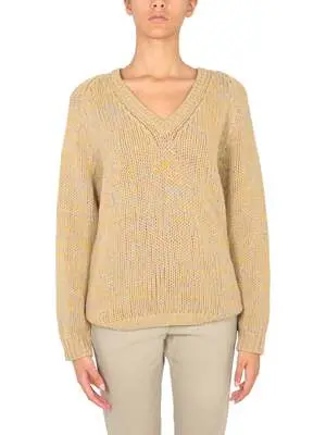 Aspesi V-neck Virgin Wool Sweater - Yellow