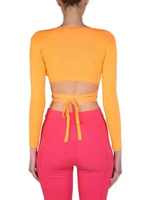MSGM Cropped Ribbed Top - Orange
