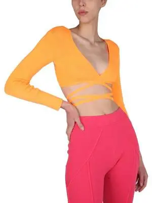 MSGM Cropped Ribbed Top - Orange