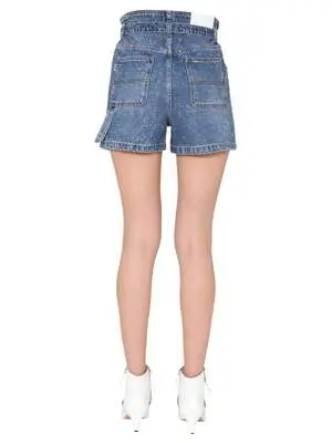 MSGM Denim High-waisted Shorts