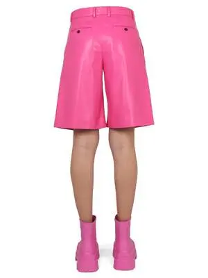 MSGM Faux Leather Bermuda Shorts - Pink