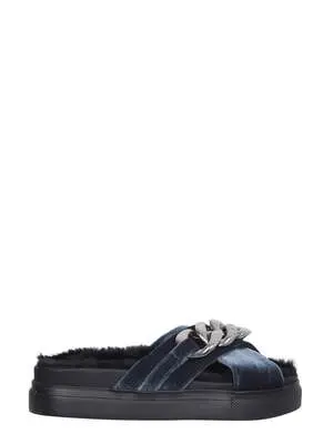 N°21 Velvet Slides With Chain Link Detailing - Green