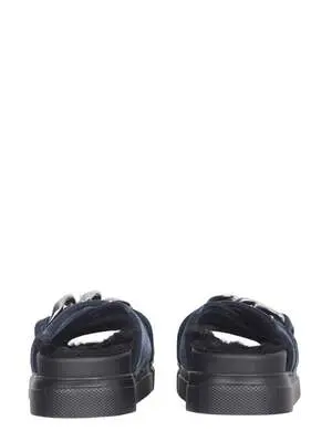 N°21 Velvet Slides With Chain Link Detailing - Green