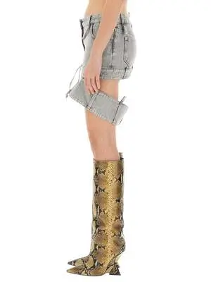 Attico Mini Denim Skirt - Grey