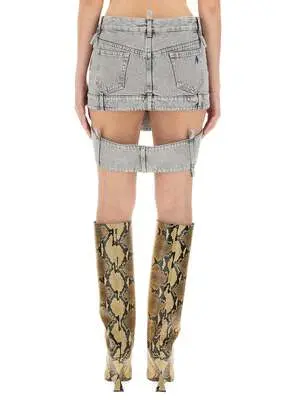 Attico Mini Denim Skirt - Grey