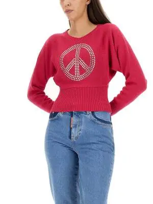 Moschino Peace Symbol Jersey - Fuchsia