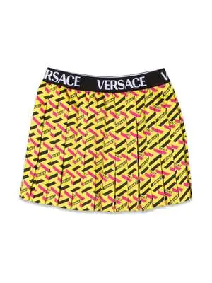 Versace Monogram Twill Skirt With Logo Elastic Waistband