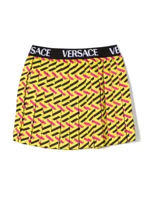 Versace Monogram Twill Skirt With Logo Elastic Waistband