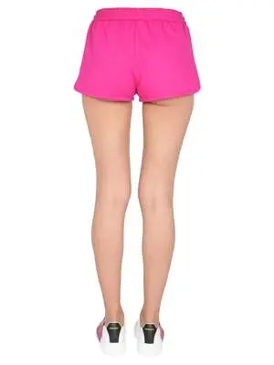 Versace Shorts With Greek Logo Patch - Fuchsia