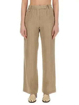 ALYSI Wide Leg Linen-blend Trousers