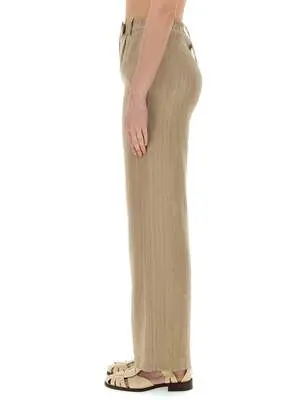 ALYSI Wide Leg Linen-blend Trousers