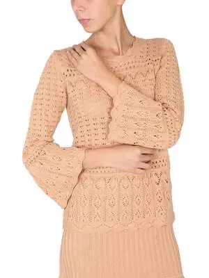 Moschino Wool Blend Crewneck Sweater - Beige