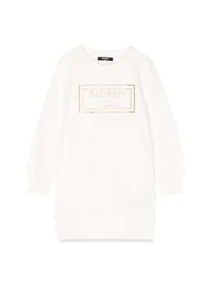 Balmain Sweatshirt Logo Dress - White