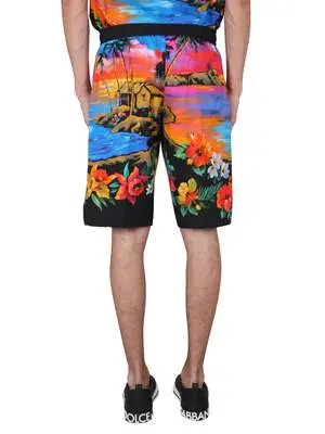 Dolce & Gabbana Bermuda Shorts With Sunset Print - Multicolour