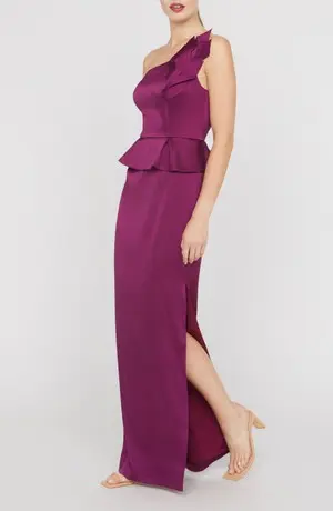 KAY UNGER Kiara One-shoulder Gown