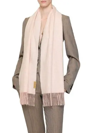 Burberry B Charm Anagram Double Face Cashmere Fringe Scarf - Peony Pink