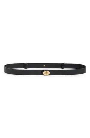 Burberry Cotswolds Croc Embossed Leather Belt - Black/gold Hdw