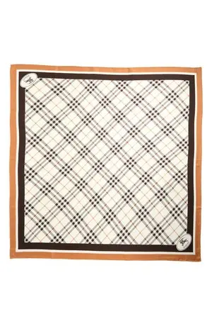 Burberry Medium Check Border Silk Scarf - Pebble White