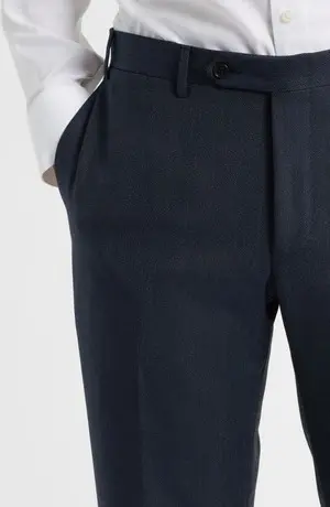 Canali Siena Regular Fit Super 130s Wool Solid Dress Pants