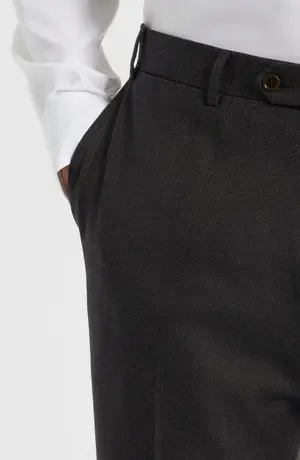 Canali Siena Regular Fit Super 130s Wool Dress Pants - Black